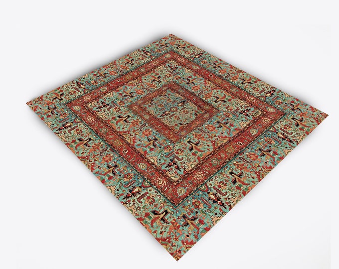 Persian Carpet Pattern Square Center Piece, Table Cover Table Cloth ...