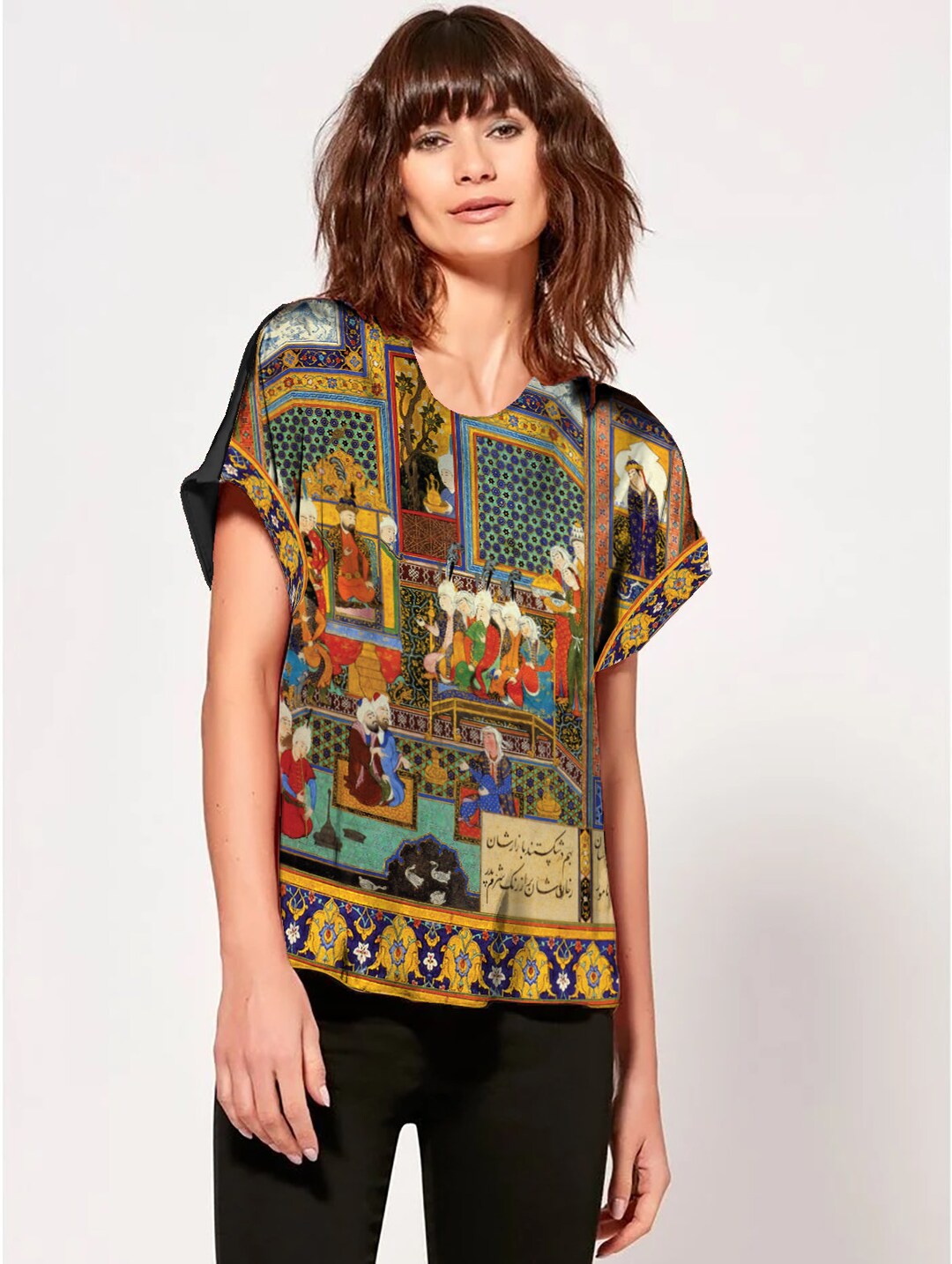 Shahnameh Persian Miniature Top Persian Negargari Blouse Short Sleeves ...