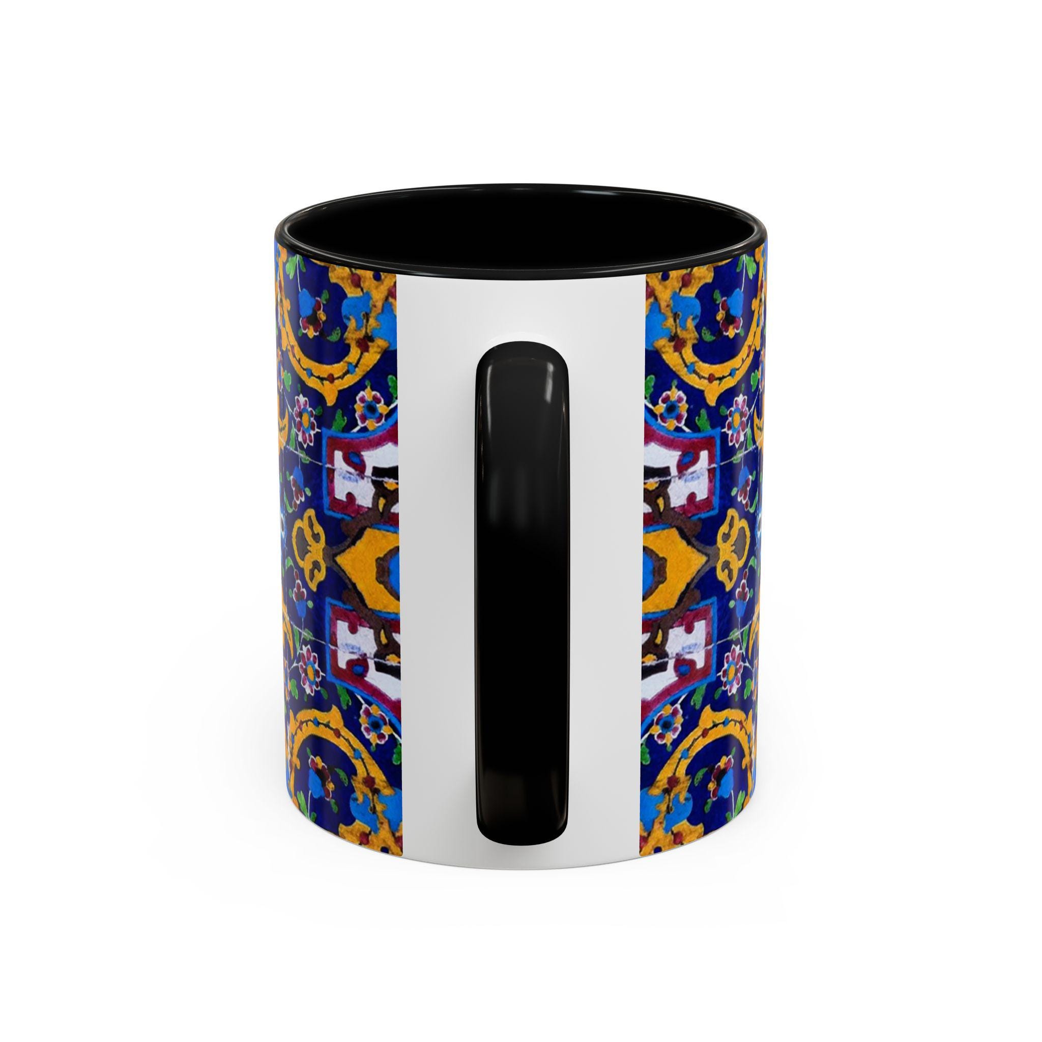 Persian Shamseh Tile Pattern Coffee Mug 11oz C Handle Middle Eastern ...