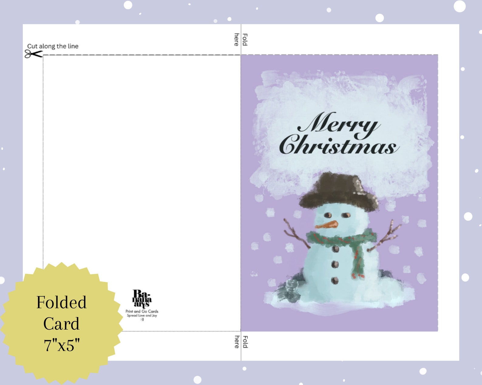 Printable Snowman Greeting Card, Holidays Card, Christmas Card, Instant ...