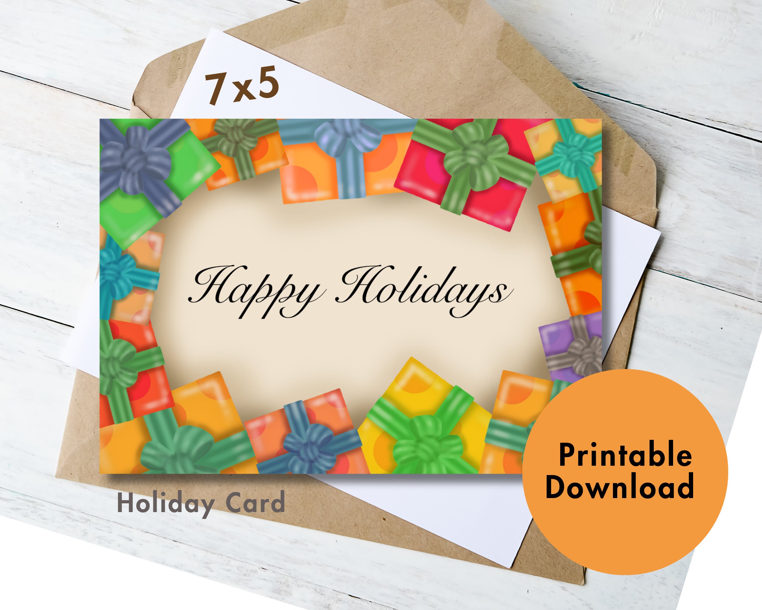 Gifts Present Design Printable Holiday Card Greeting Card - Etsy