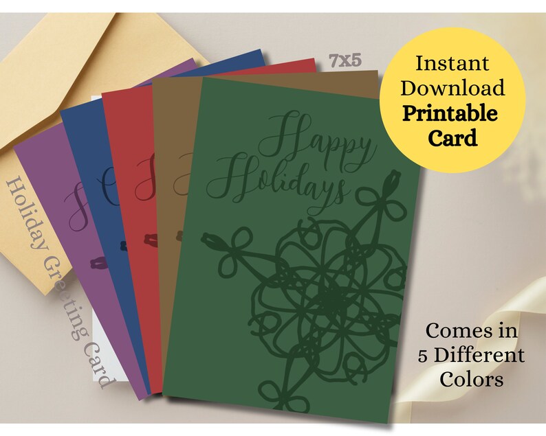 Printable Holiday Greeting Card Happy Holidays Merry - Etsy