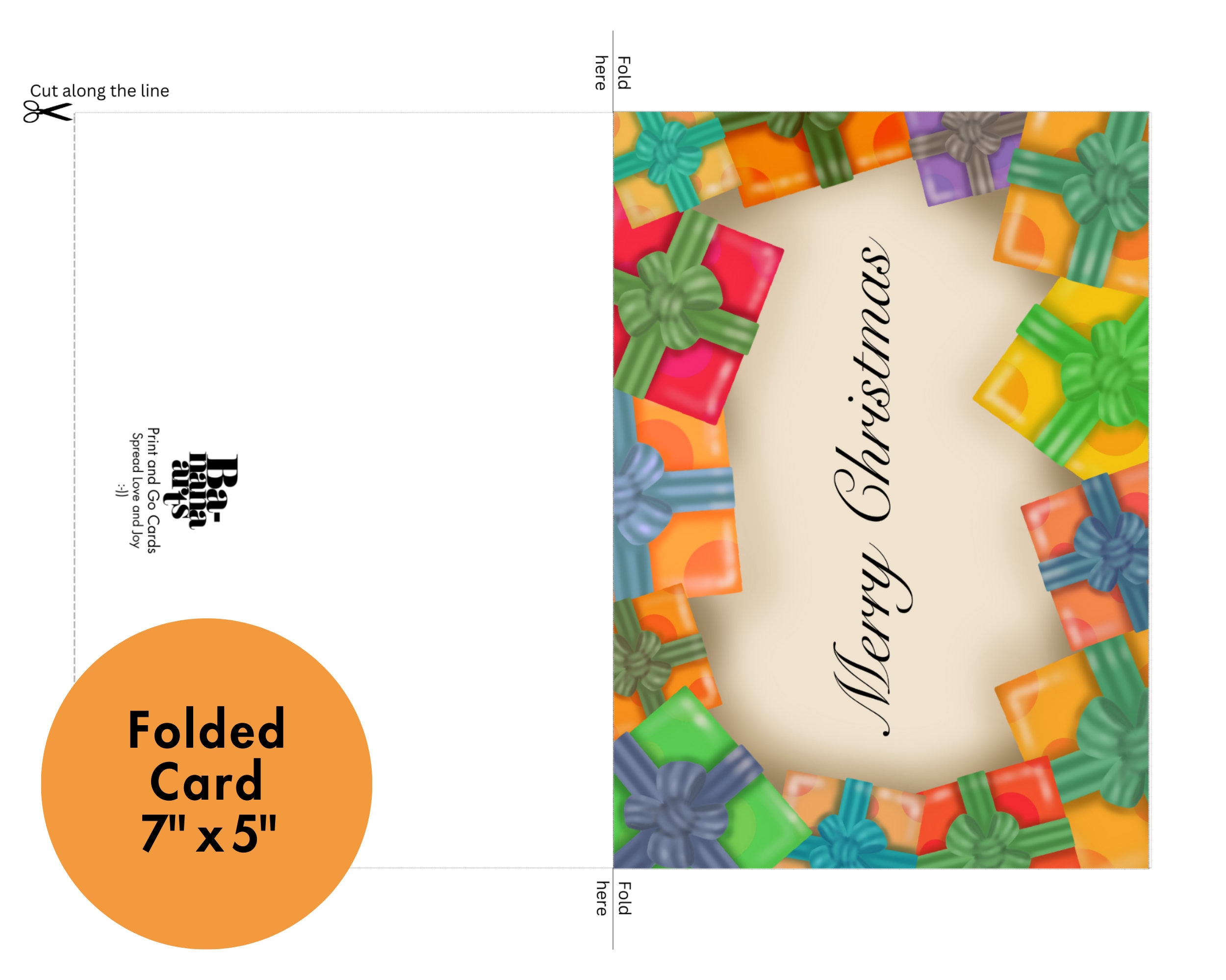 Gifts Present Design Printable Holiday Card Greeting Card - Etsy