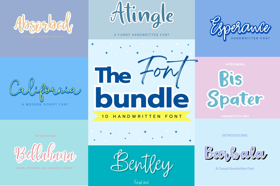 Bundle Handwritten Font | Cute Script Font for Canva, Procreate, Logos ...
