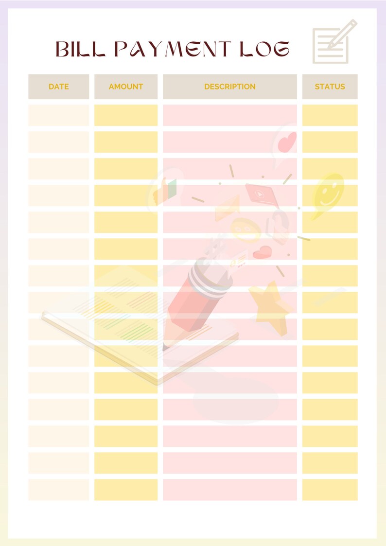 Bill Tracker Planner Instant Download Simple Expenses Bill Tracker ...