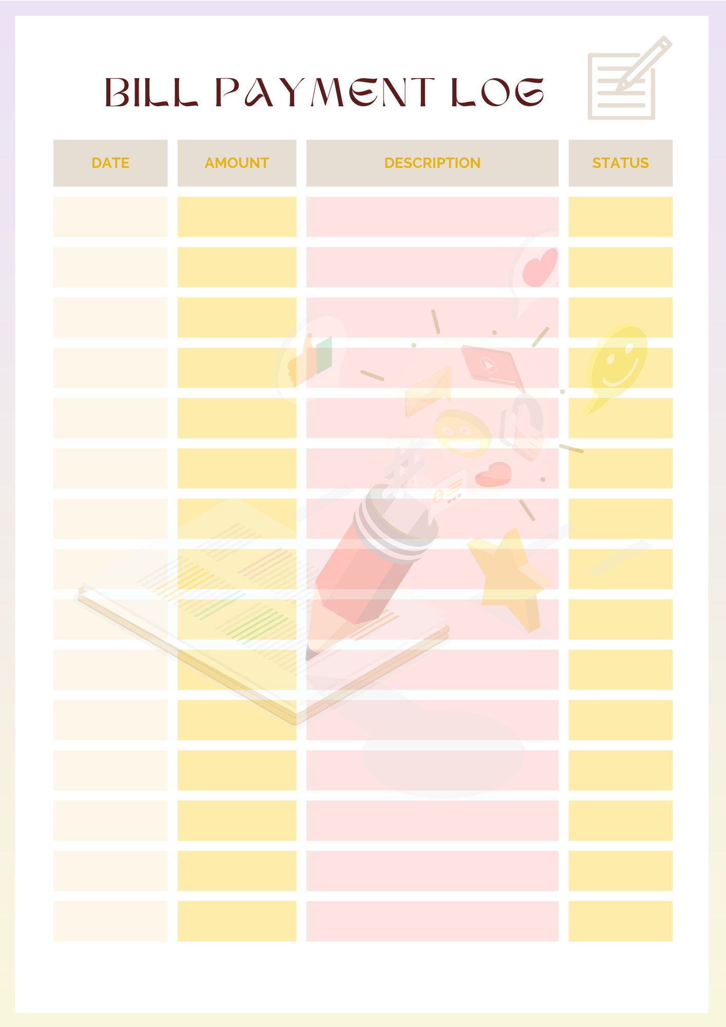 Bill Tracker Planner Instant Download Simple Expenses Bill Tracker ...