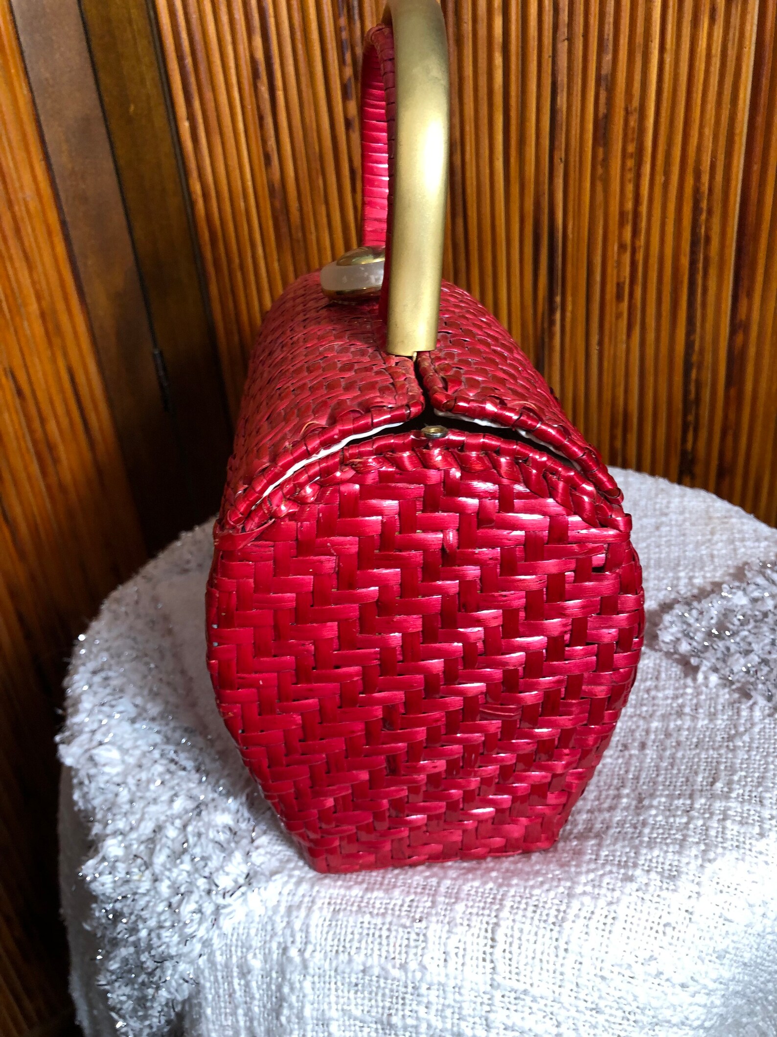 Vintage Rodo Italy Red Wicker Handbag | Etsy