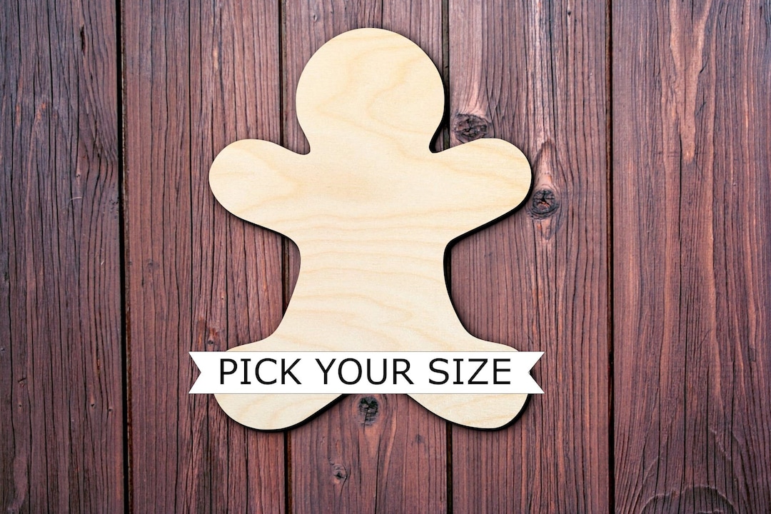 Wooden Gingerbread Man Cutout ,unfinished Diy Shape, Coaster, Painting ...