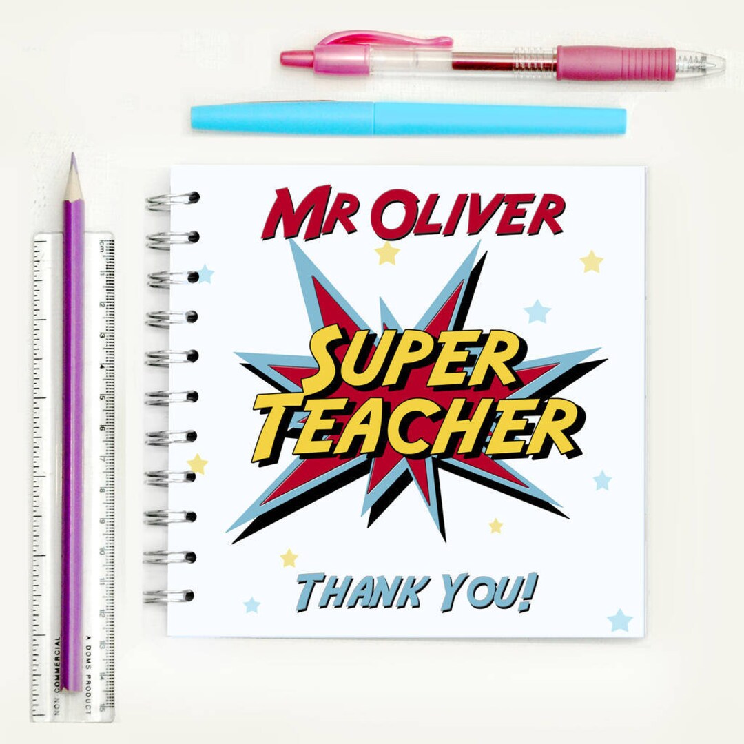 Personalised Super Hero Teacher Notebook, Teacher Notebook, Superhero ...
