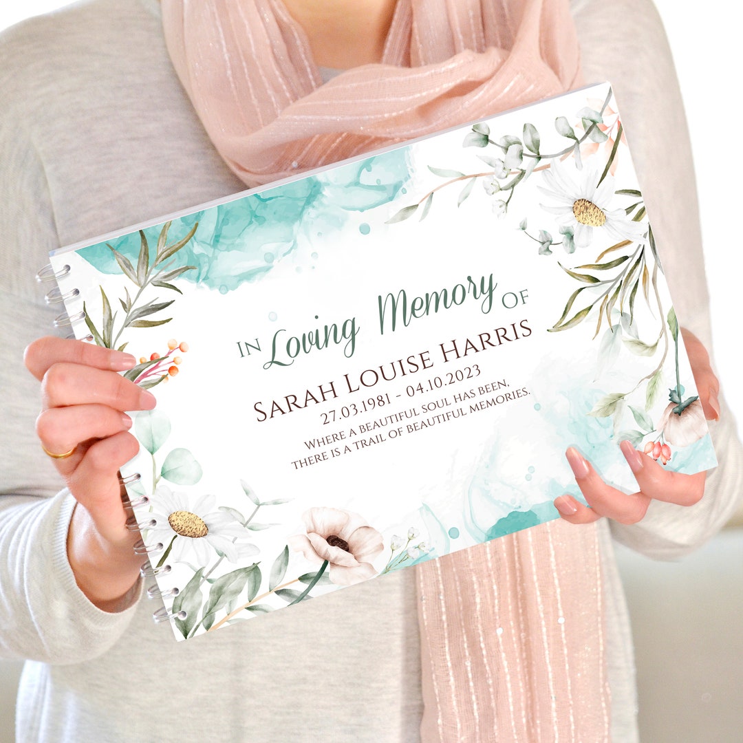 Floral Condolence Book, Book of Condolence, in Loving Memory Book ...