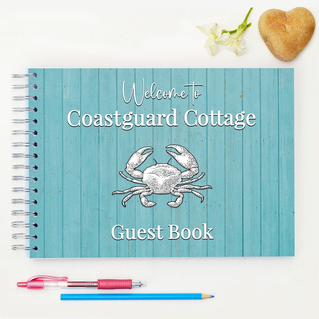 Personalised Holiday Home Guest Book: Aqua Crab Design - Etsy UK