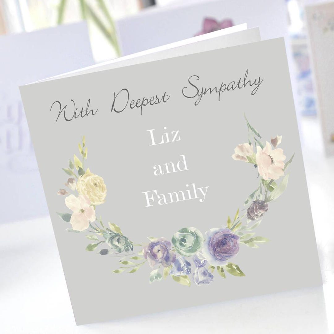 Personalised Sympathy Card, With Deepest Sympathy Card, Condolence Card ...