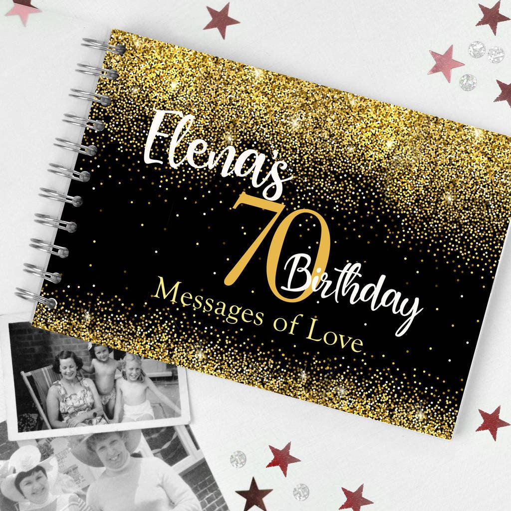 Personalised 70th Birthday Guest Book, 70th Birthday Party Gift, Gold ...