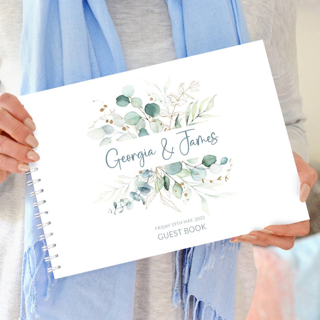 Personalised Wedding Guest Book, Guest Book, Eucalyptus Spray Wedding ...