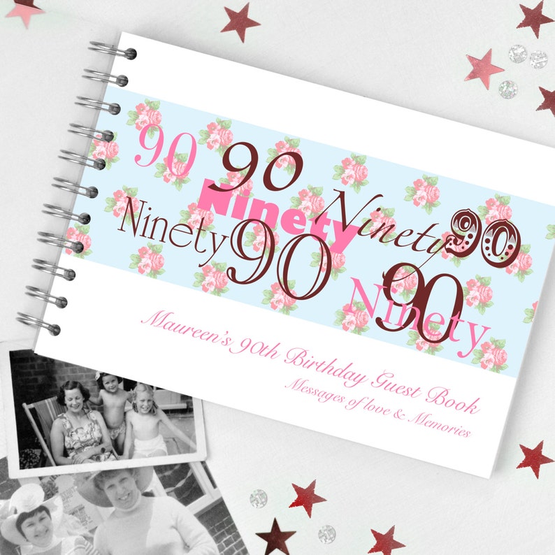 Personalised 90th Birthday Guest Book 90th Memory Book 90th | Etsy
