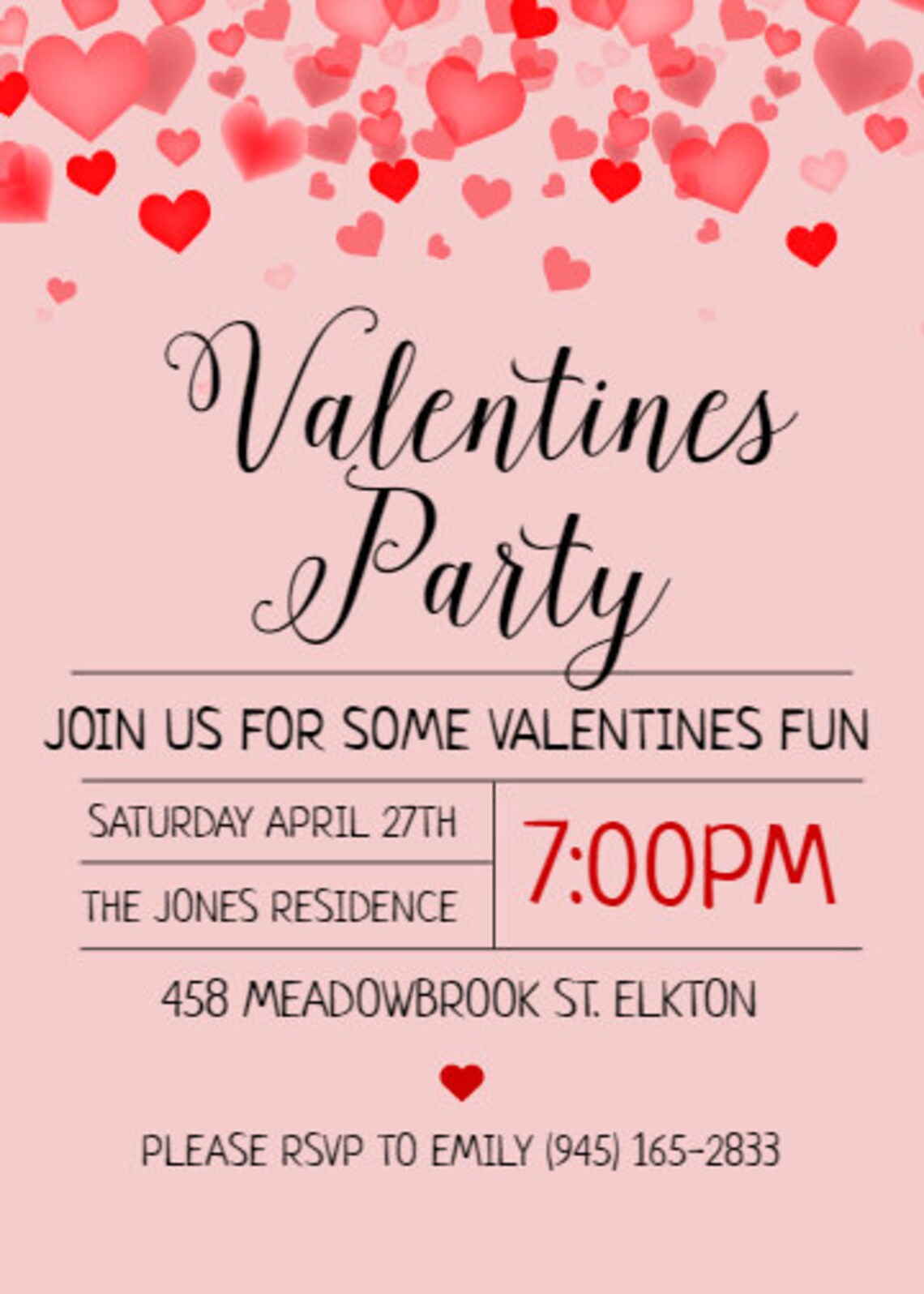Valentines Party Invitation Valentines Day Party Invite Valentines Pink ...