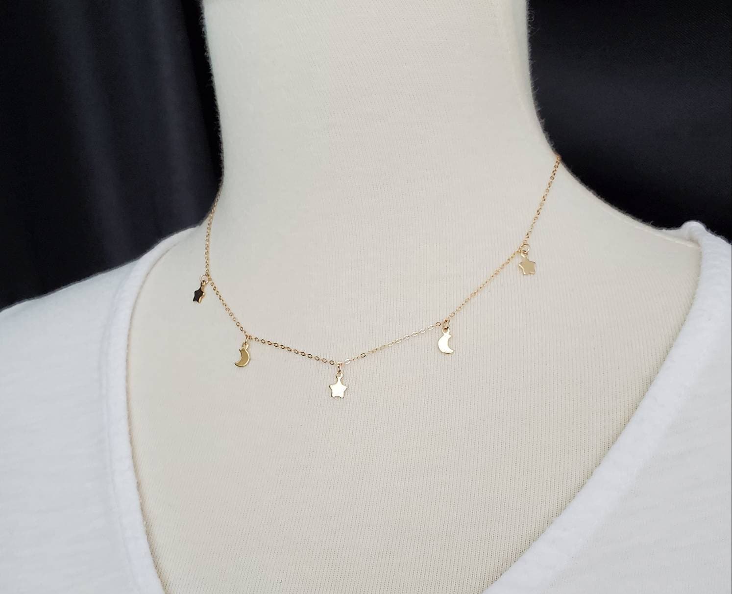 Gold Filled Mini Tiny Charm Stars Moon Fringe Tags Dangle - Etsy