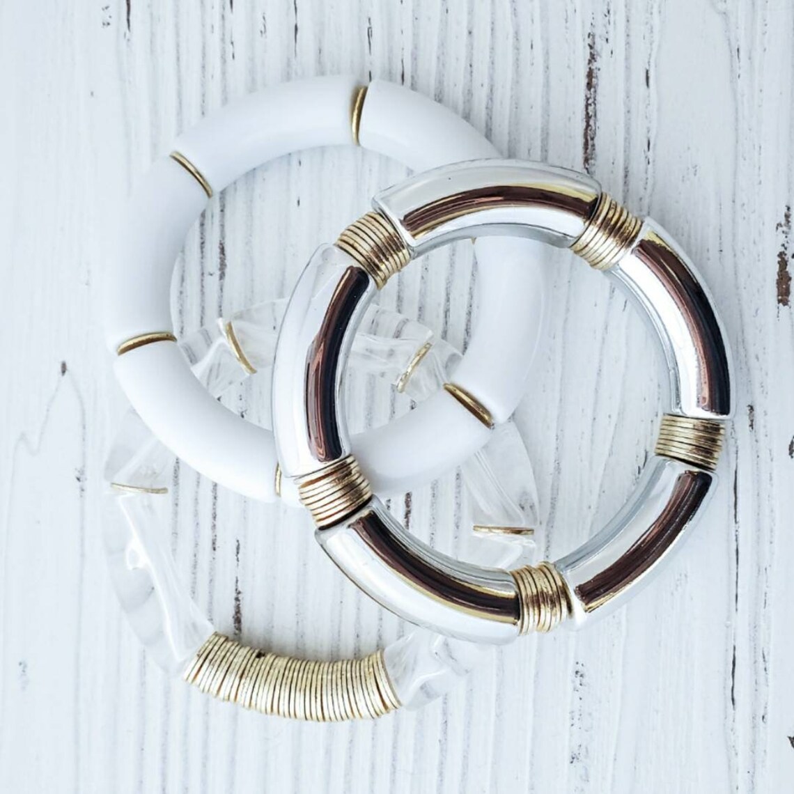 Bamboo Bangles Bracelets, Chunky 12mm Acrylic Tube Bracelets, Layering ...