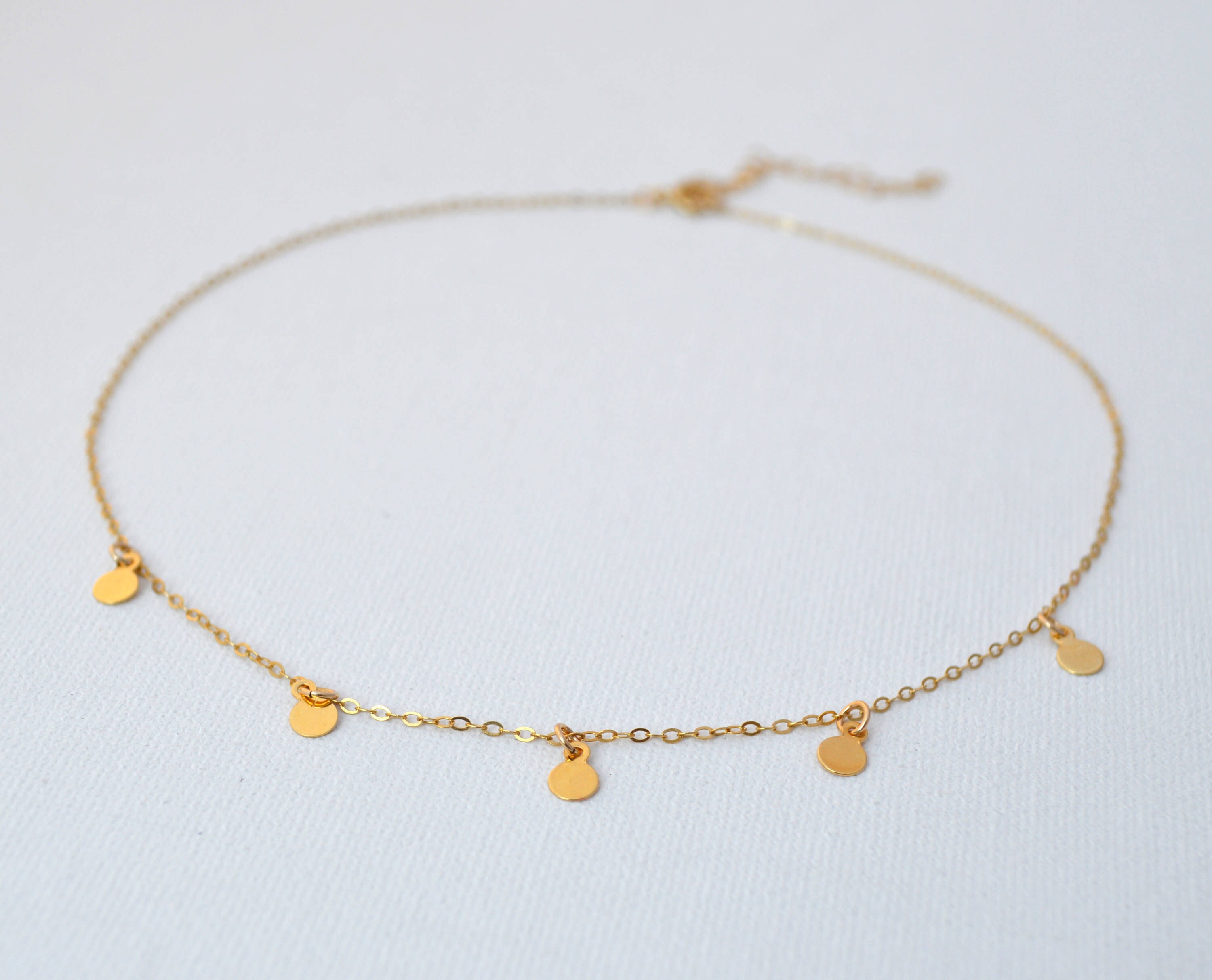 Gold Mini Charm Coin Circle Fringe Tags Delicate Dangle Choker - Etsy