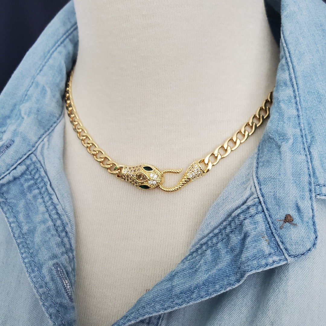 Snake Head Tail Hook Choker Serpent Cuban Chain Choker - Etsy