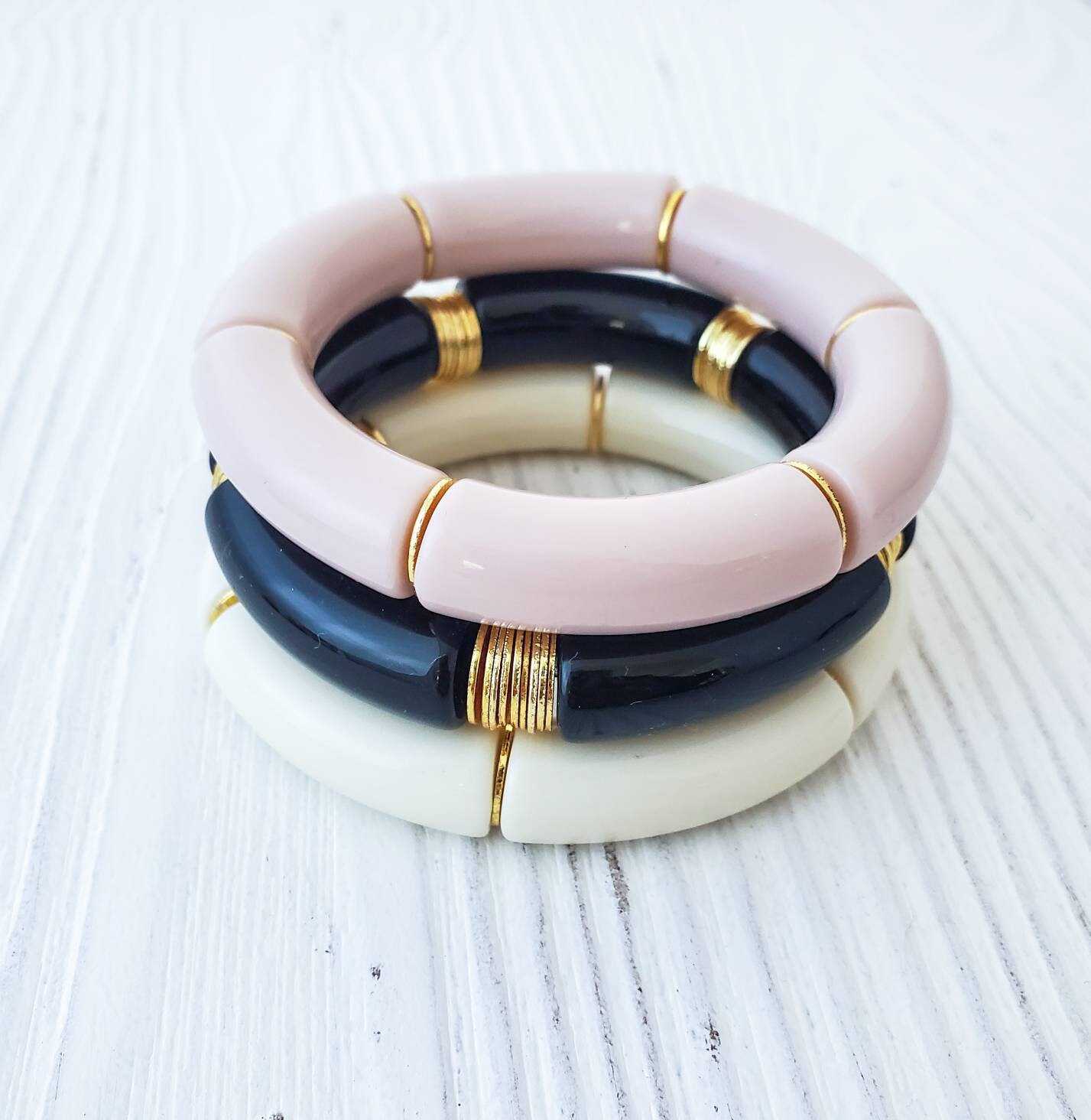 Bamboo Bangles Bracelets Chunky 12mm Acrylic Tube Bracelets | Etsy