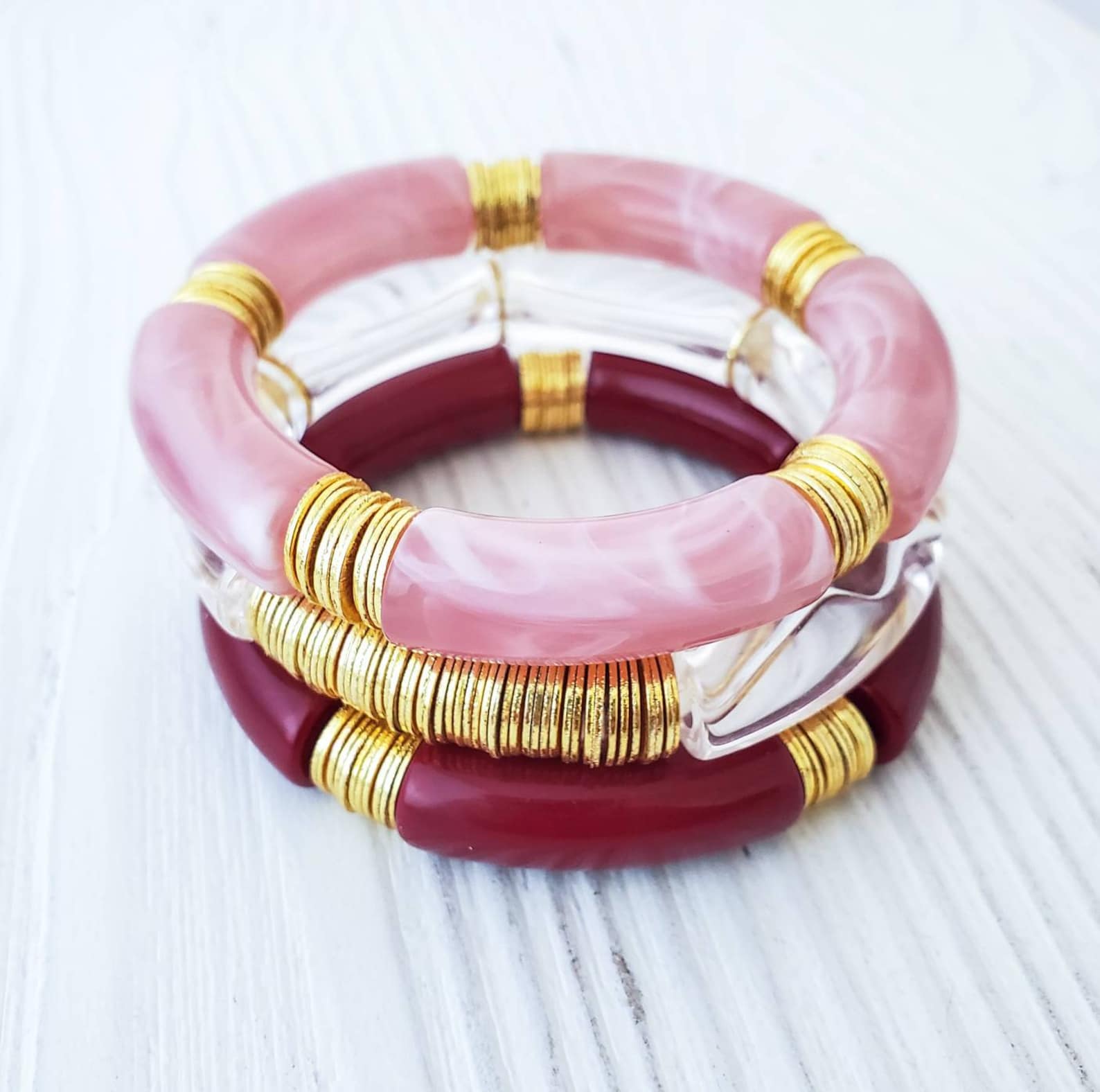 Bamboo Bangles Bracelets, Chunky 12mm Acrylic Tube Bracelets, Layering ...