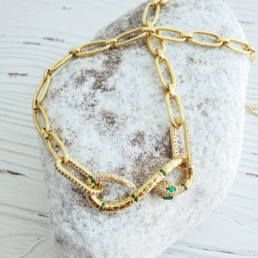 Infinity Snake Paperclip Chain Choker Necklace Adjustable | Etsy