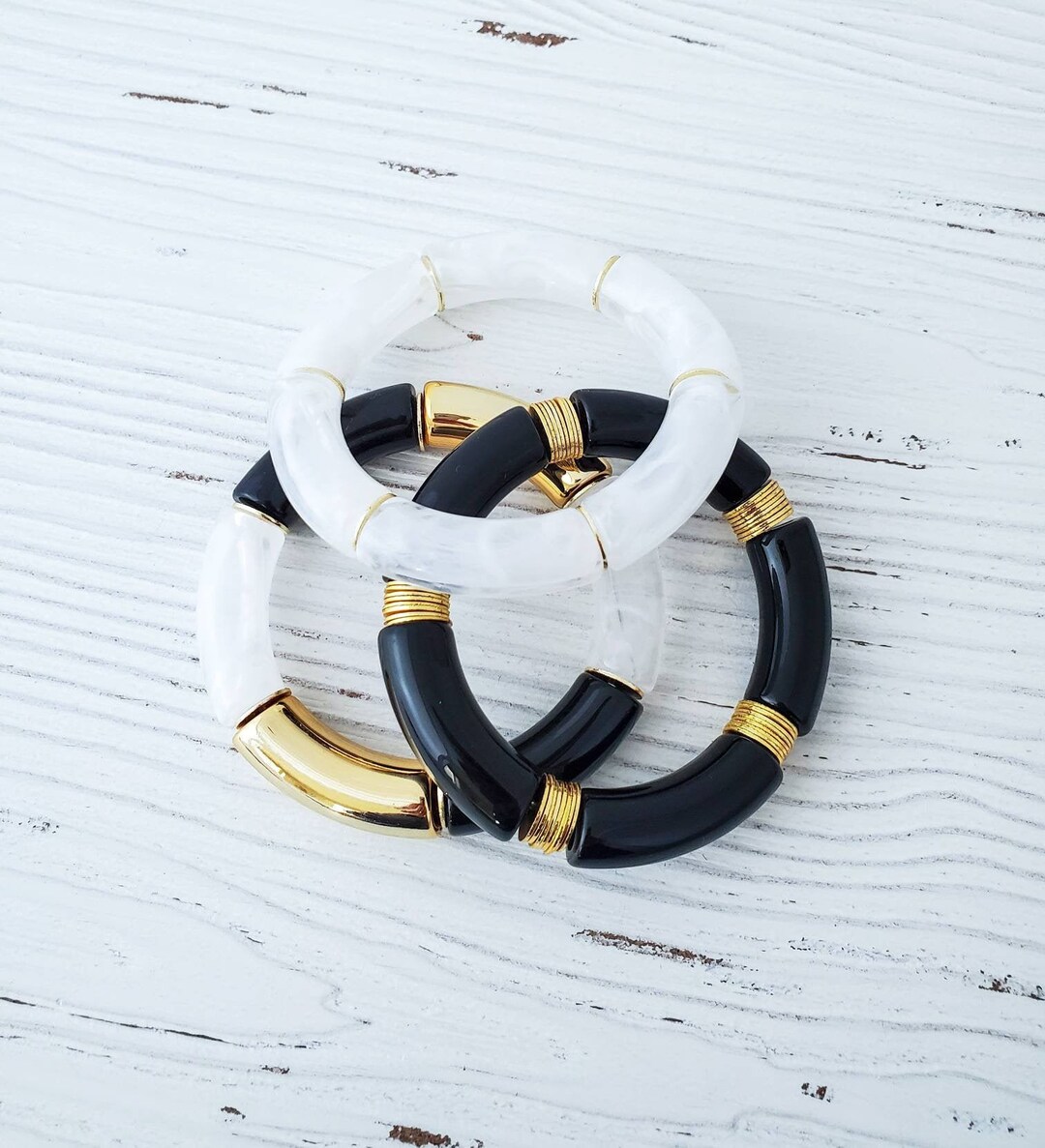 Classic Bamboo Bangles Bracelets, Chunky Acrylic Tube Bracelets ...