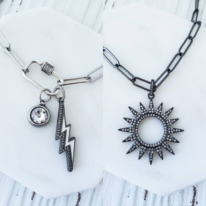 Silver Toggle Necklace, Chunky Paperclip Chain Choker, Layering ...