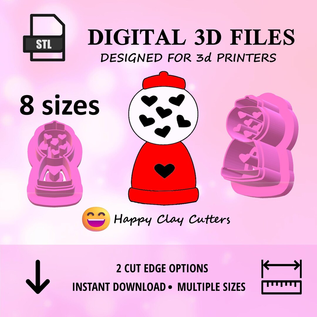 STL Heart GUMBALL Machine Clay Cutters / Instant Digital Download ...
