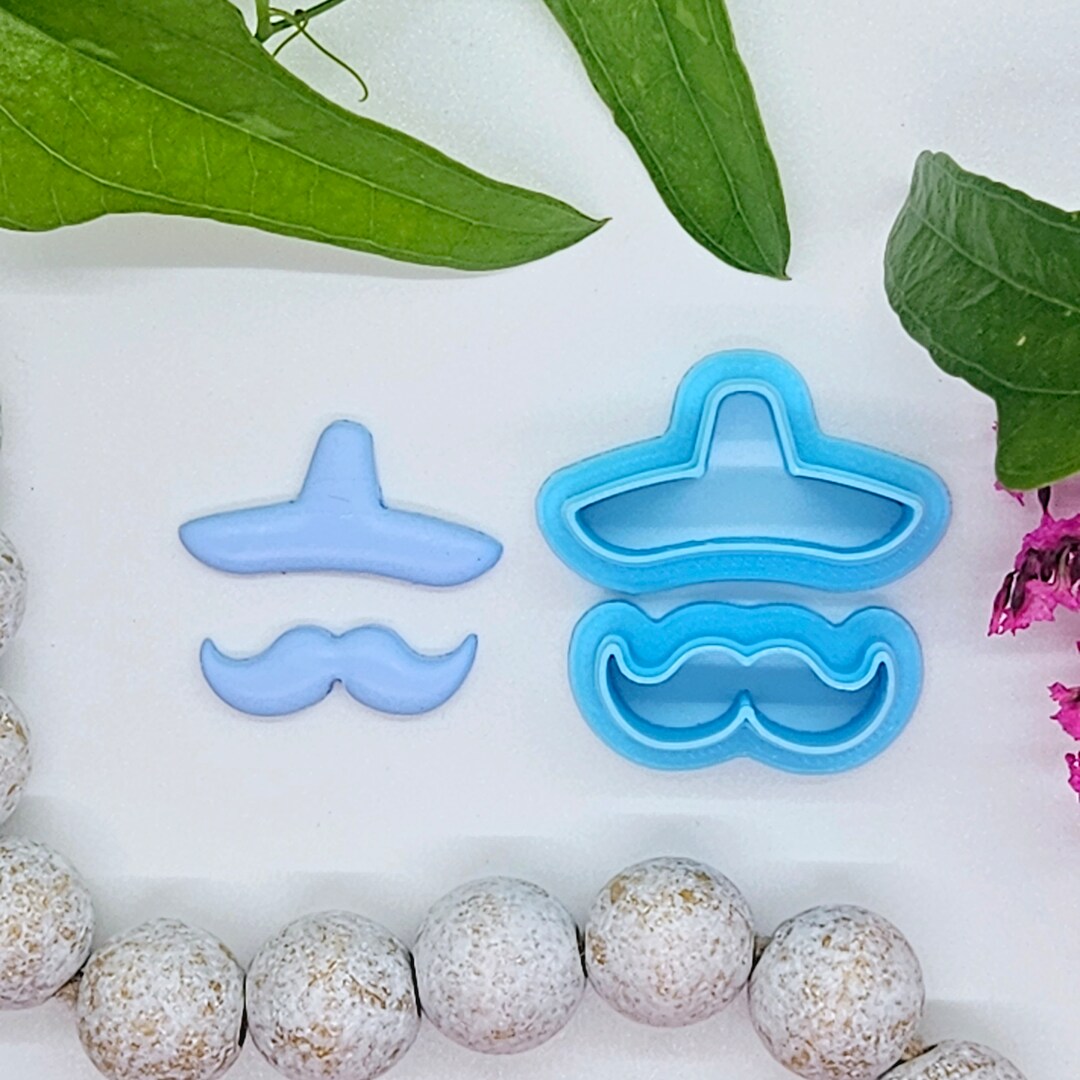 SOMBRERO & MUSTACHE Set / Sharp Polymer Clay Cutter / Jewelry / Fondant ...