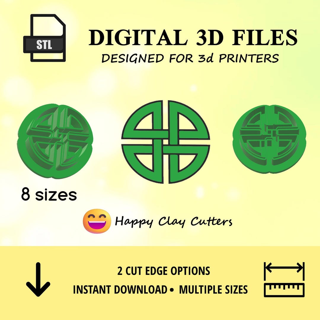 STL CELTIC SHIELD Knot Clay Cutters / Instant Digital Download ...