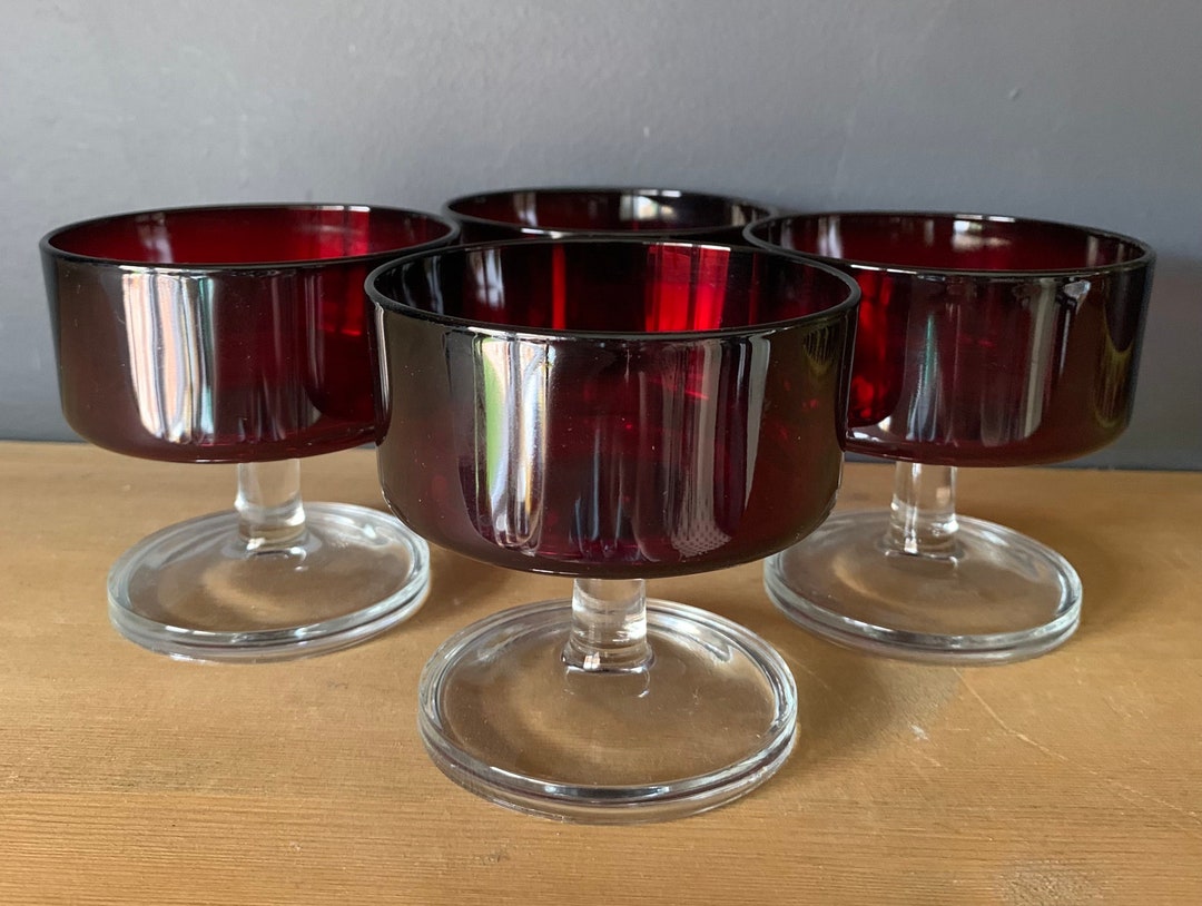 Luminarc Ruby Red Sundae Dishes Set of 4 - Etsy UK