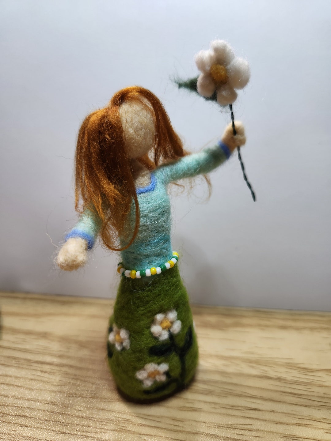 Needle Felted Lady With Daisy Skirt - Etsy