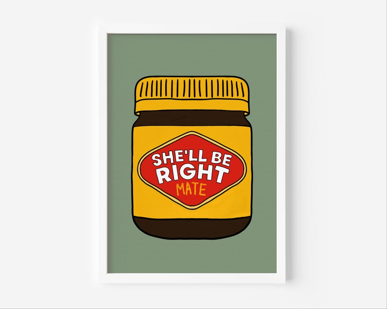 She'll Be Right Vegemite Art Print Aussie Slang Quirky - Etsy Australia
