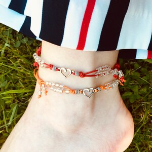 Silver Love Heart Anklet for Women, Romantic Summer Birthday Gift Heart ...