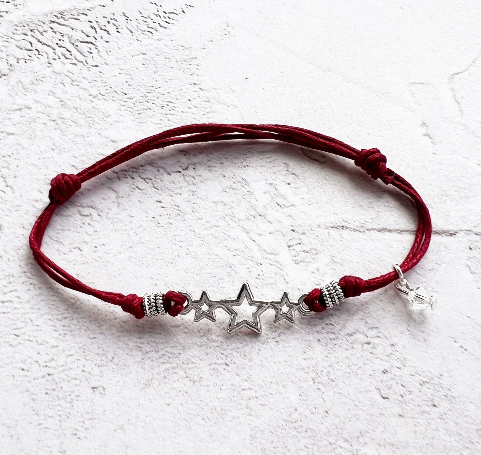 Star Bracelet, Linked Star Charm Bracelet for Women, Adjustable Cord ...