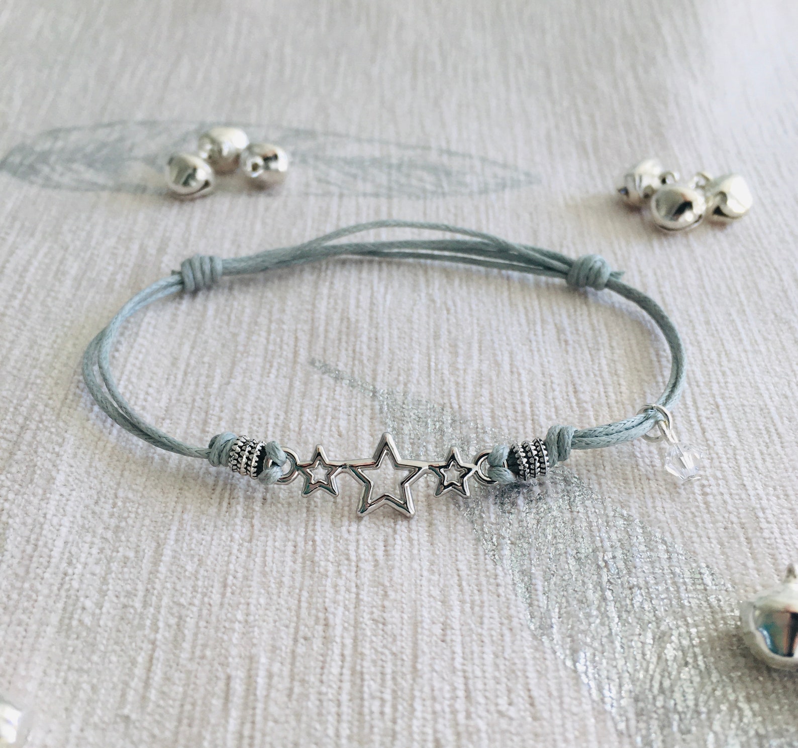 Star Bracelet, Linked Star Charm Bracelet for Women, Adjustable Cord ...
