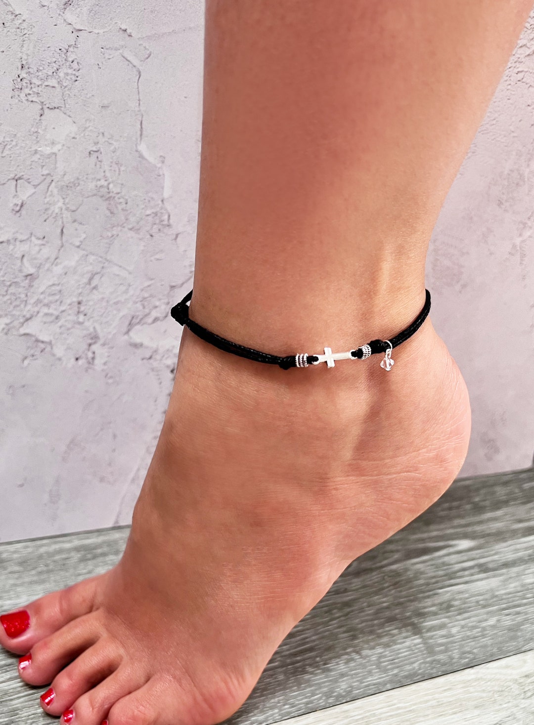Christian Cross Easter Anklet, Cord Cross Anklet for Her, Ankle ...