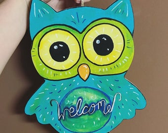 Owl welcome sign | Etsy