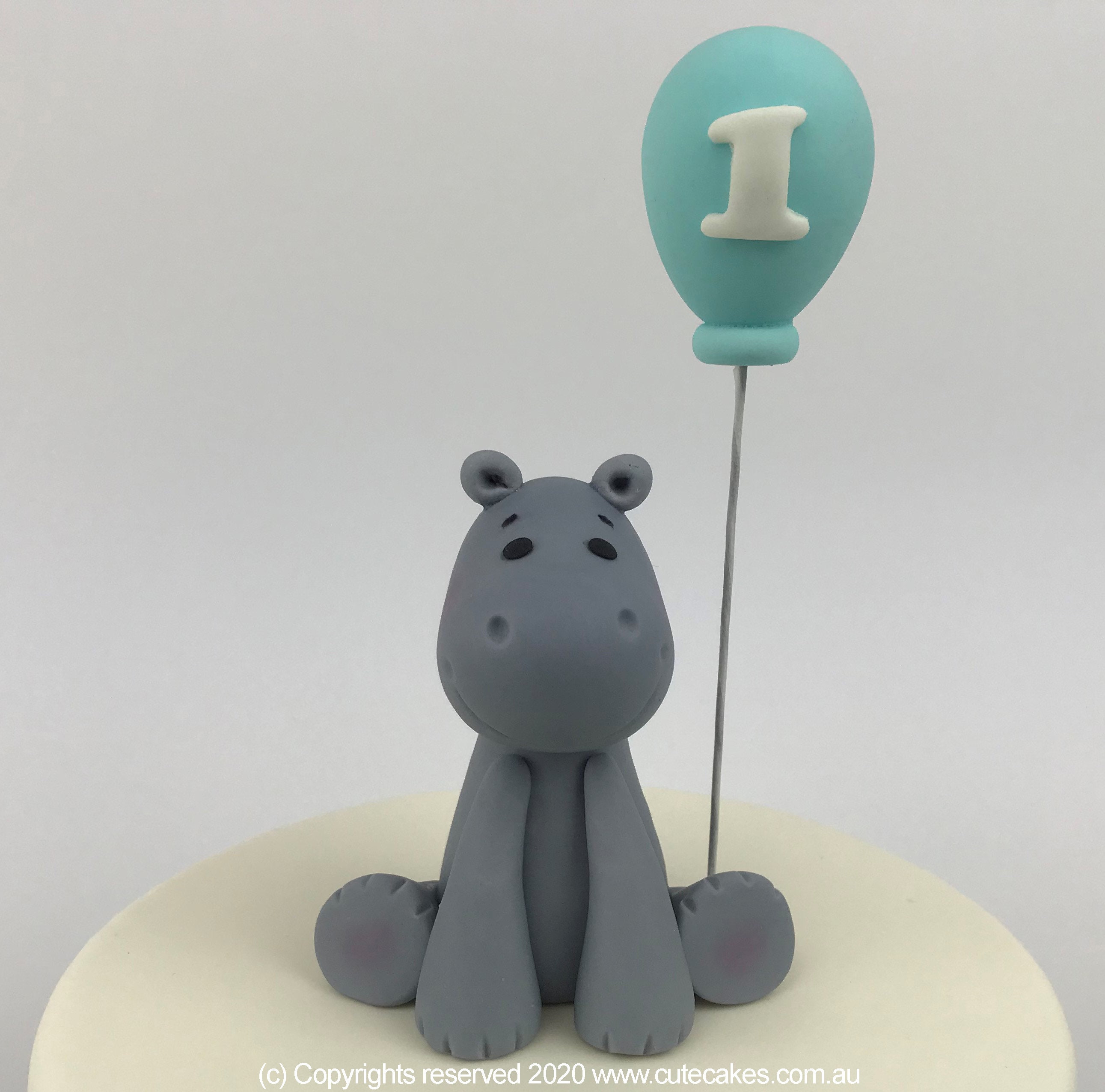 First Birthday Baby Hippo Cake Topper with Balloon Age One | Etsy