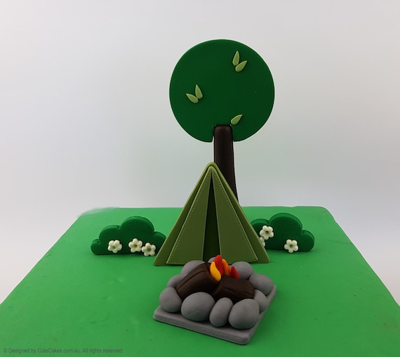 Camping Cake Topper Edible Camp Site Cake Topper Summer Camp - Etsy