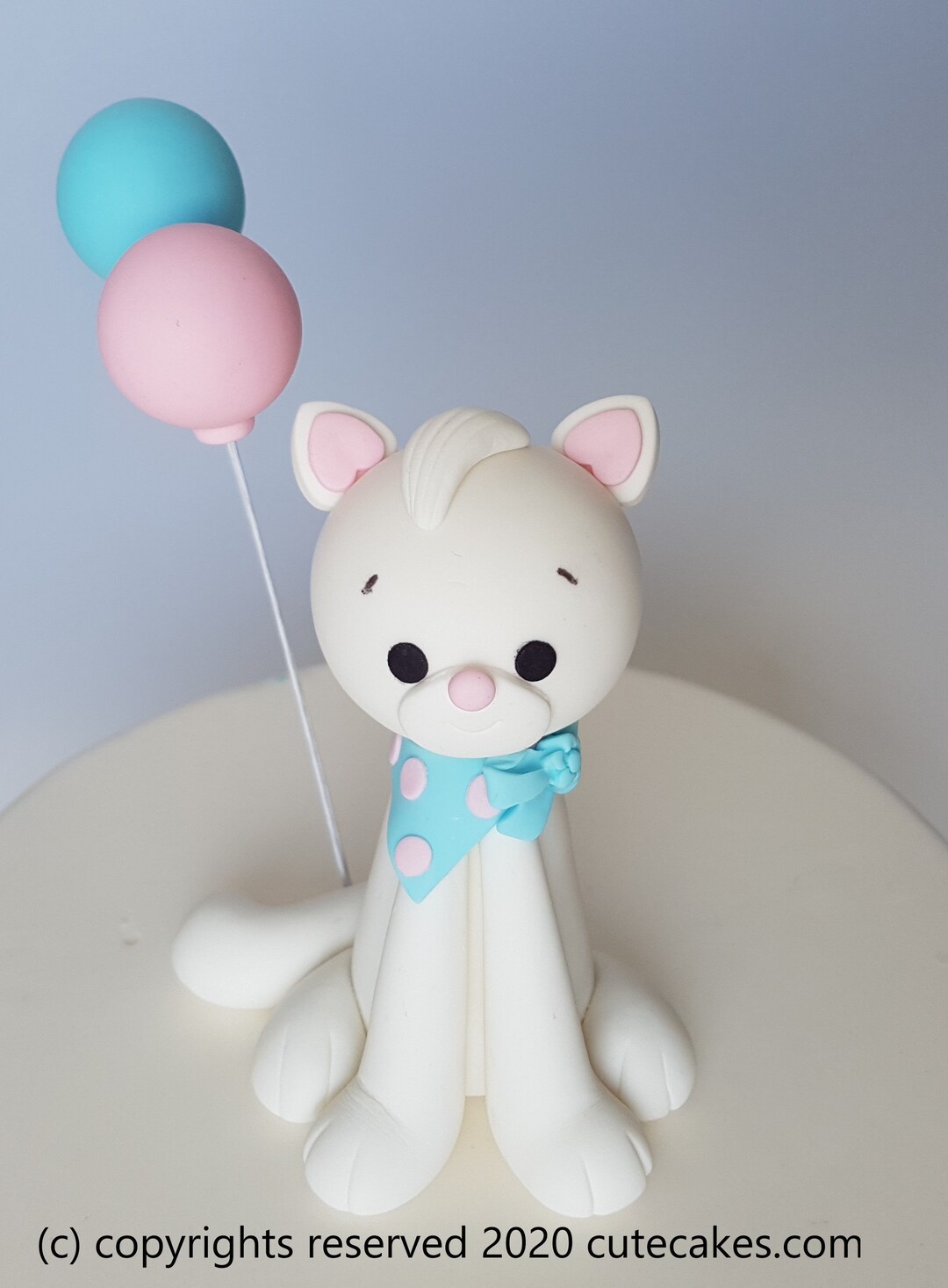 Baby Kitten With Balloons Cake Topper Cat Cake Decorations Figurine ...