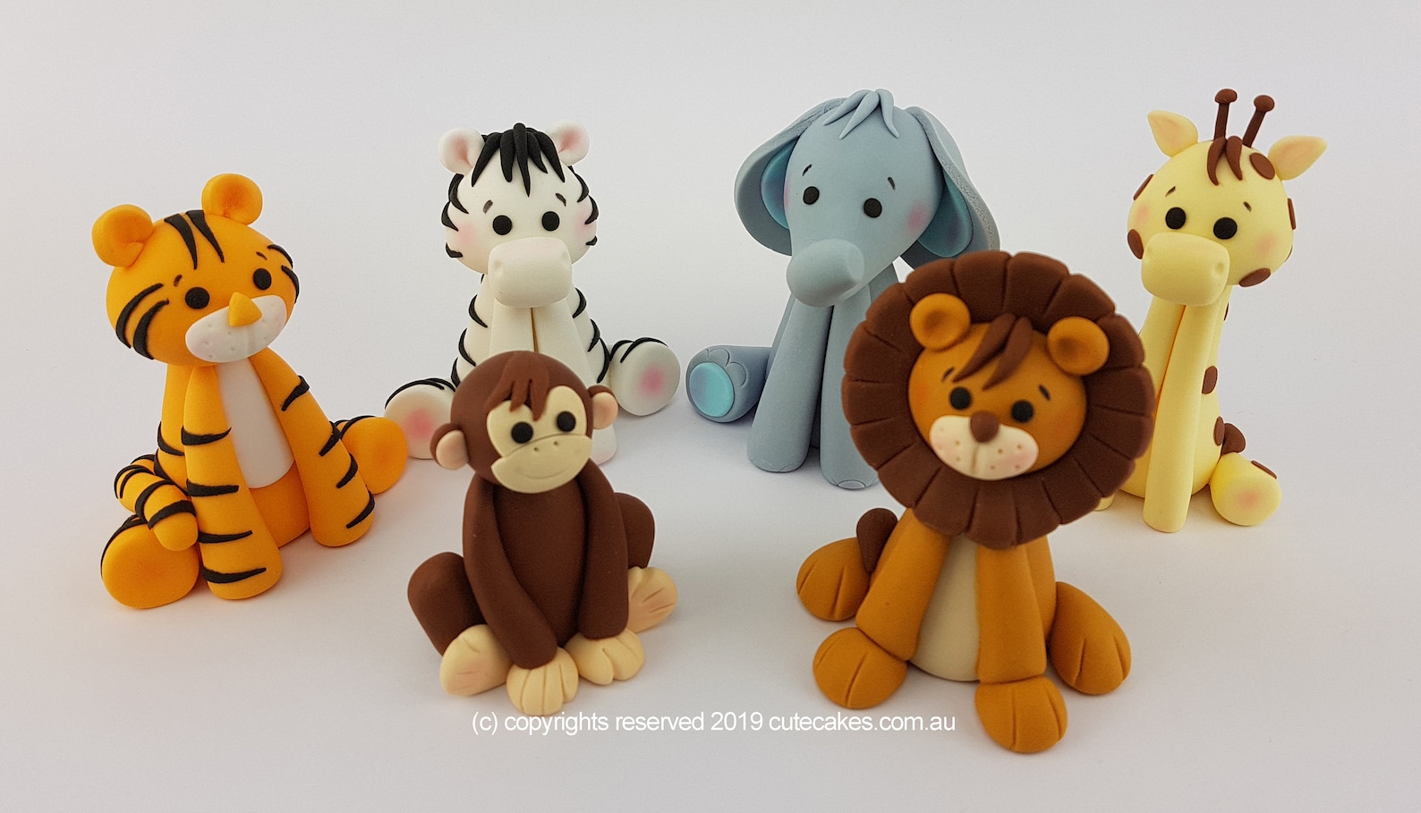 Jungle Animal Cake Toppers Wild One Sugar Craft Decorations | Etsy ...