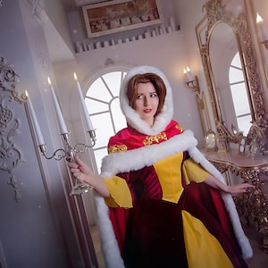 Beauty Belle Cosplay Red Dress Halloween Costume Adult Handmade Cosplay ...