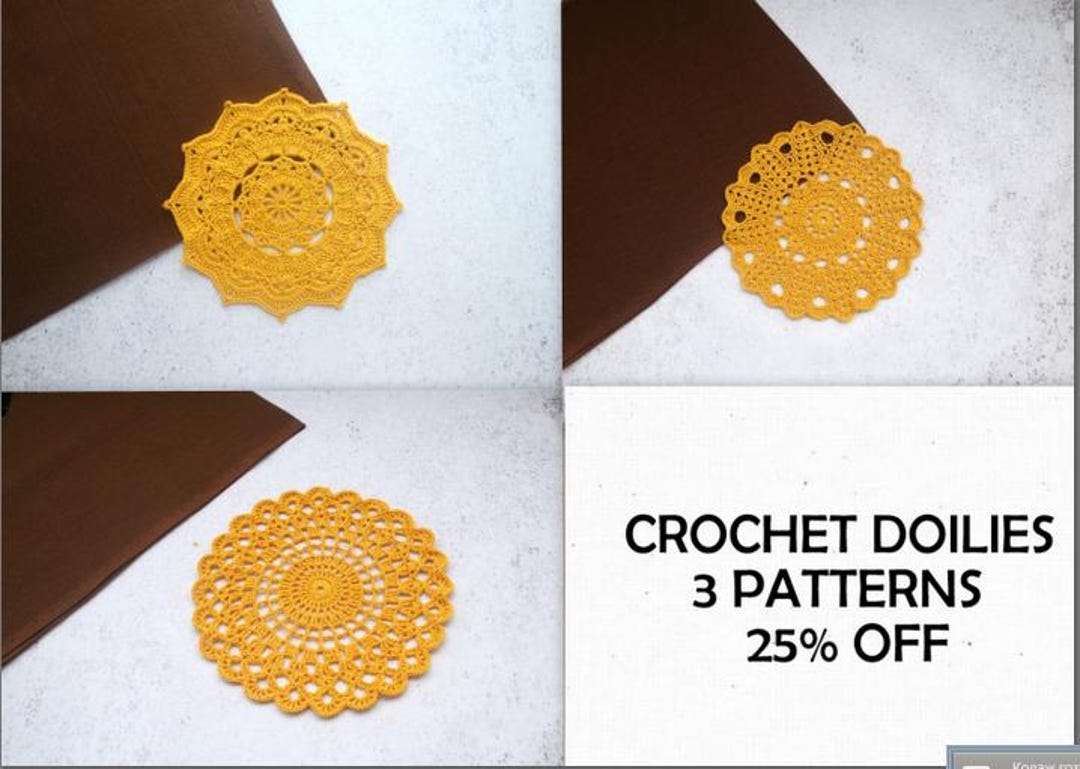Crochet Doily Pattern Sets, Pattern With Photo Tutorial , Download Pattern Pdf, Digital Pattern ...