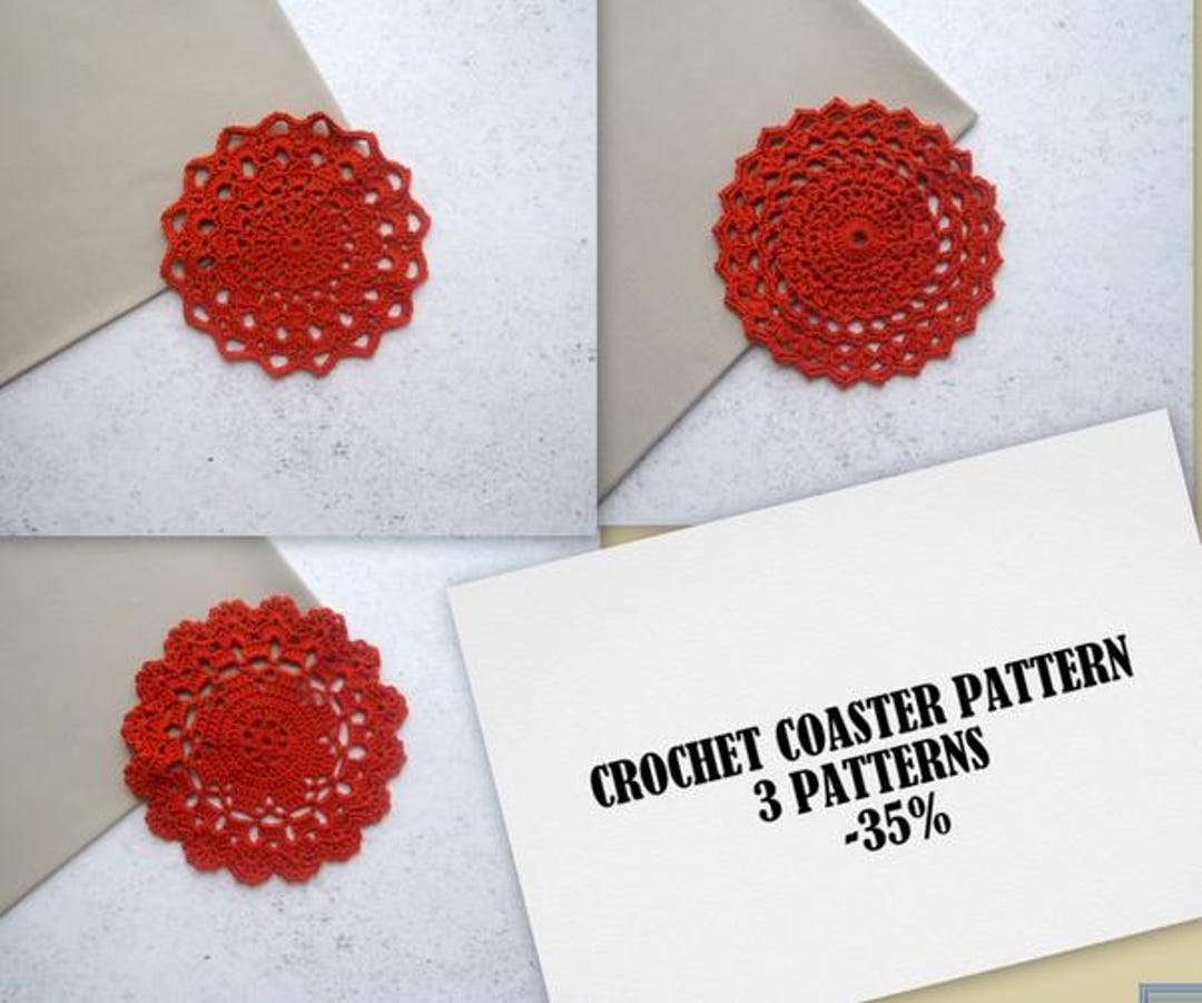CROCHET PATTERN - Crochet Coaster - Crochet Pattern Pack - 3 Crochet ...