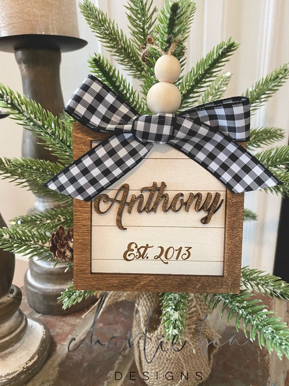 Personalized Rustic Last Name Christmas Ornament Shiplap Ornament Established Ornament Wedding Gift Our First Christmas Ornament Etsy Canada