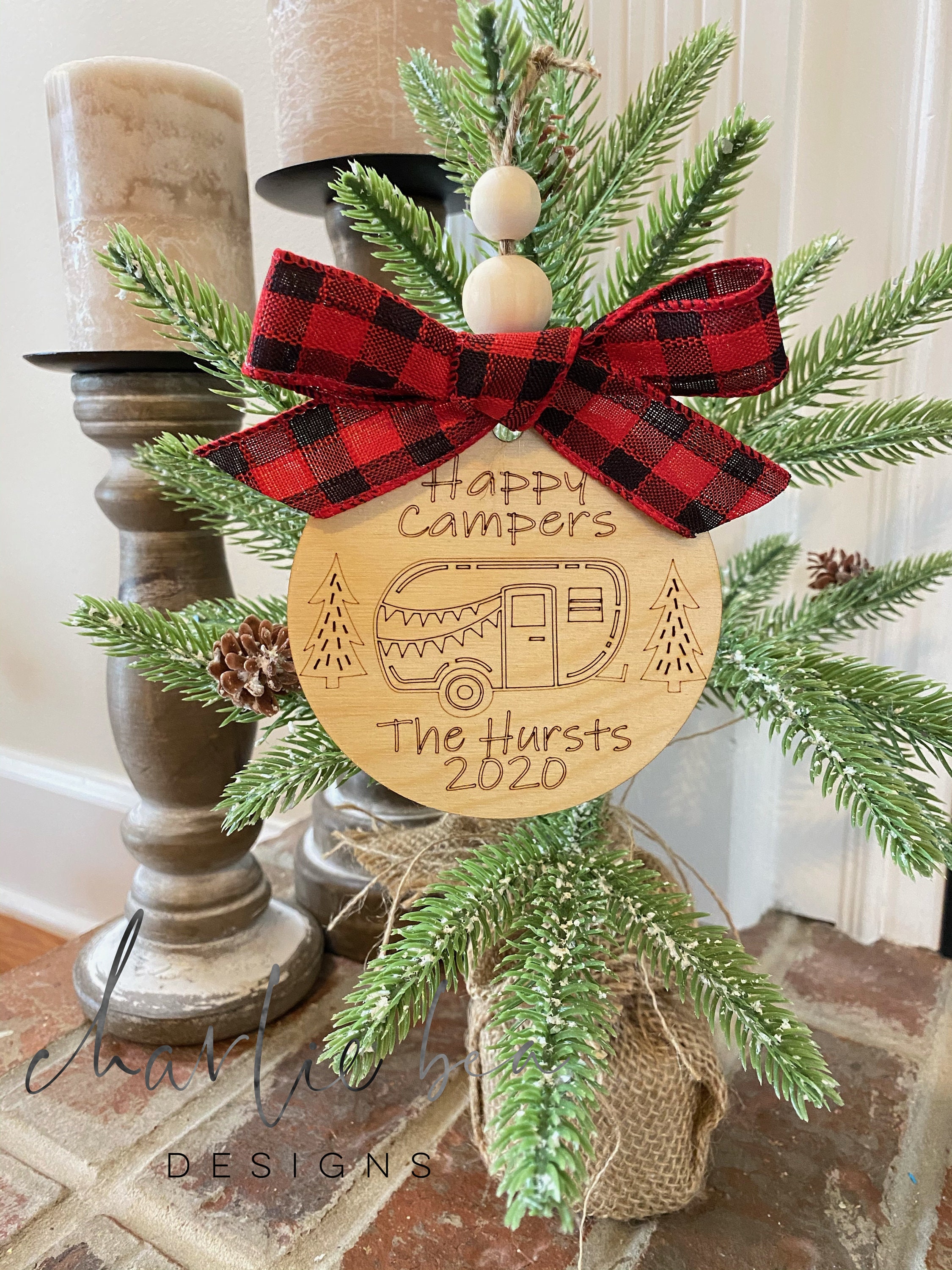Personalized Rustic Happy Camper Christmas Ornament Camping - Etsy