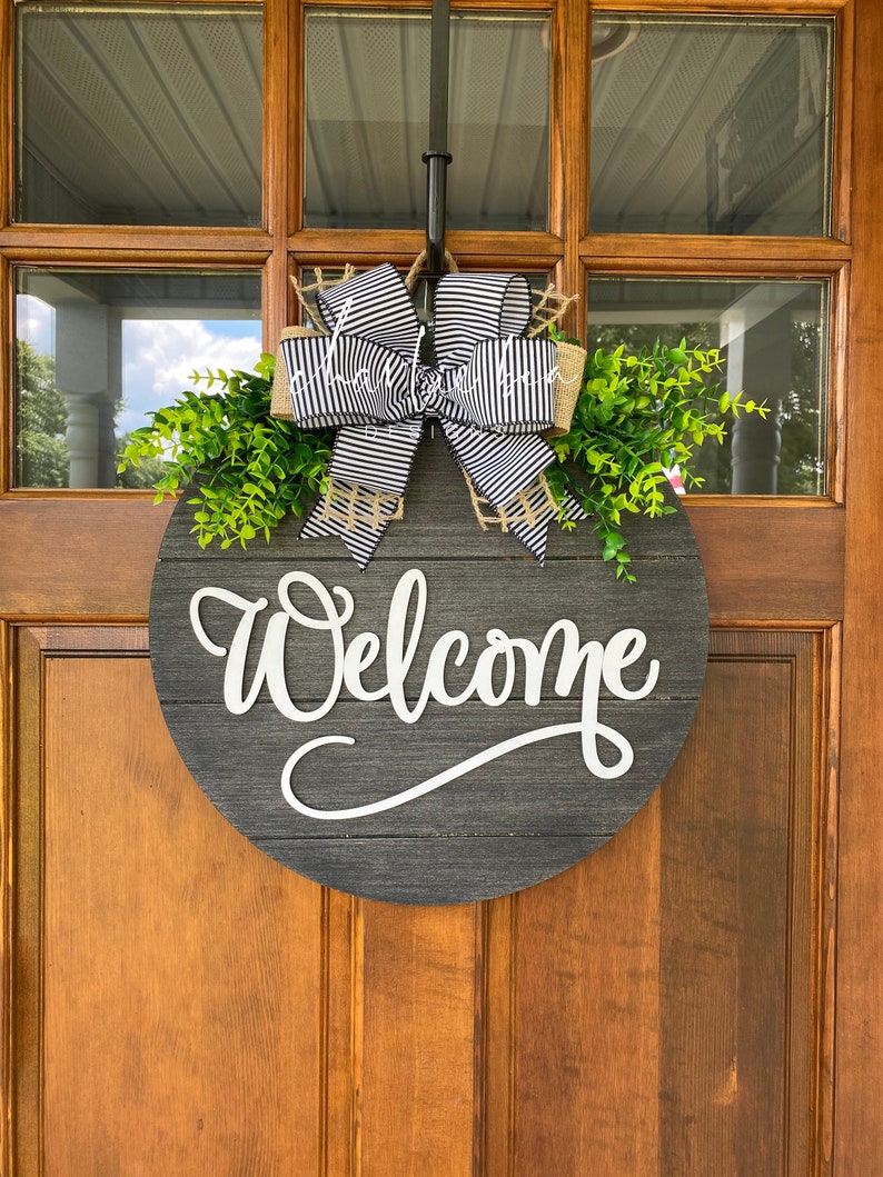 Front Door Decor Welcome Door Hanger Front Door Welcome | Etsy